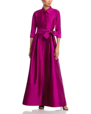 Rickie Freeman For Teri Jon Shirt Dress Gown - Berry