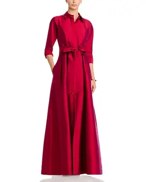 Rickie Freeman For Teri Jon Shirt Dress Gown - Cherry