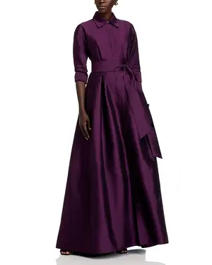 Rickie Freeman For Teri Jon Shirt Dress Gown - Plum
