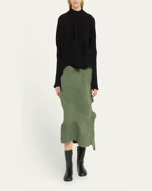 Issey Miyake Kone Kone Ribbed Knit Skirt - Black