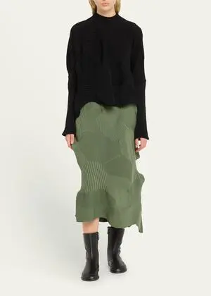 Issey Miyake Kone Kone Ribbed Knit Skirt - Black