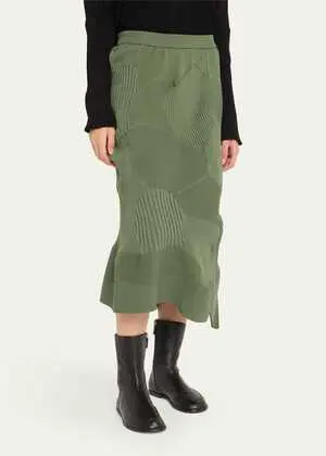 Issey Miyake Kone Kone Ribbed Knit Skirt - Black