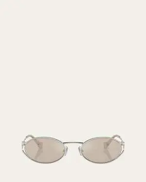 Miu Miu Miu Miu Logo Oval Sunglasses Silver