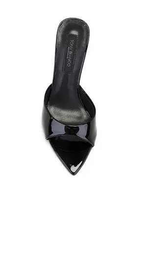 TONY BIANCO Malibu Mule Stiletto Heel - Black Patent