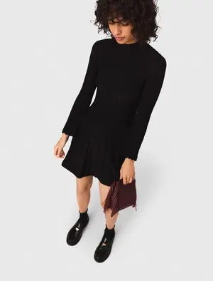 Maje Polyester High-neck Mini Skater Dress