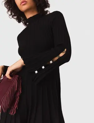 Maje Polyester High-neck Mini Skater Dress