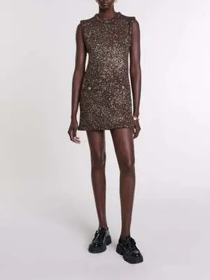 Maje Short Sequin Dress - Brown