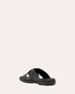 Prada Leather Crisscross Slide Sandals