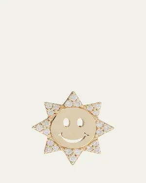 SYDNEY EVAN 14k Diamond Happy Face Single Stud Earring - Gold