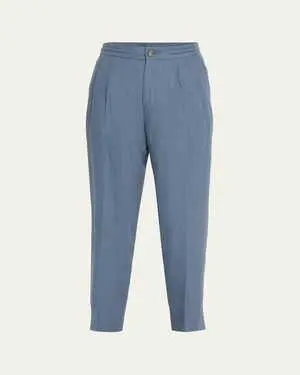 Brunello Cucinelli Brunello Cucinelli Linen Pleated Suit Trousers - Ocean Blue