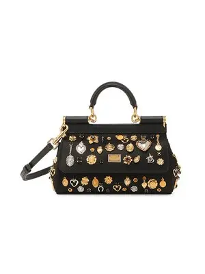 Dolce & Gabbana Dolce & Gabbana Charm Sicily Leather Top Handle Bag - Nero