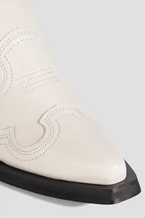GANNI Western Leather Mules - Ecru