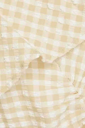 GANNI Ruched Gingham Seersucker Mini Dress