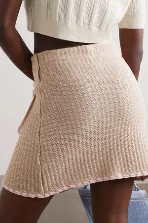 CORMIO Chiara Embroidered Crocheted Metallic Cotton-blend Mini Skirt - Blush
