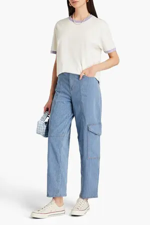 GANNI Striped High-rise Cargo Jeans