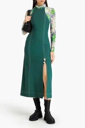 GANNI Bead-embellished Woven Midi Dress