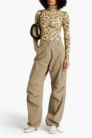 Nanushka Knotted Leopard-print Jersey Turtleneck Top