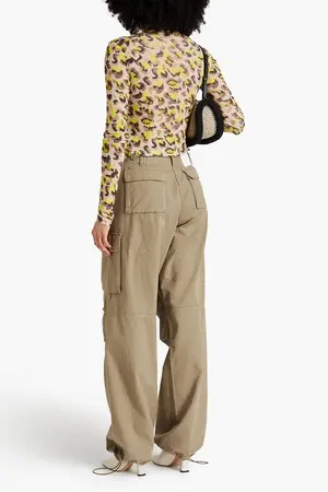 Nanushka Knotted Leopard-print Jersey Turtleneck Top