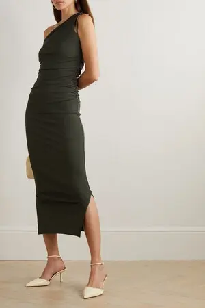 Nanushka Lenna One-shoulder Draped Jersey Midi Dress