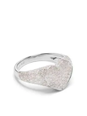 Yvonne Léon 9kt White Gold Diamond Chevalière Ring - Silver