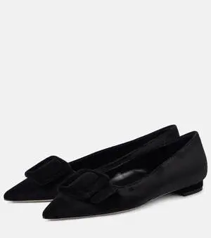 Manolo Blahnik Maysale Velvet Ballet Flats - Black