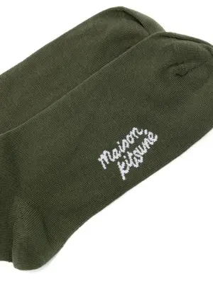 Maison Kitsuné Bold Fox Head Ankle Socks - Green