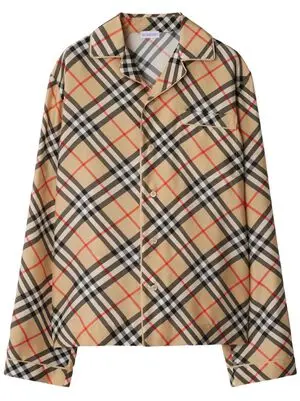 Burberry Vintage Check-print Silk Pajama Top - Neutrals