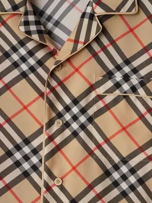Burberry Vintage Check-print Silk Pajama Top - Neutrals