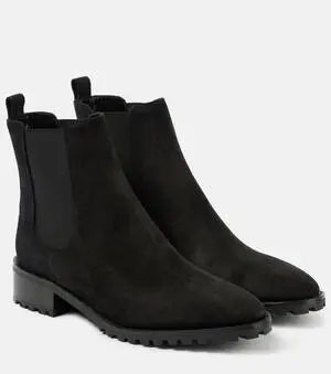 Manolo Blahnik Chelata Suede Chelsea Boots - Black