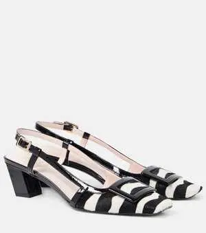 ROGER VIVIER Belle Vivier 45 Calf Hair Slingback Pumps - Black