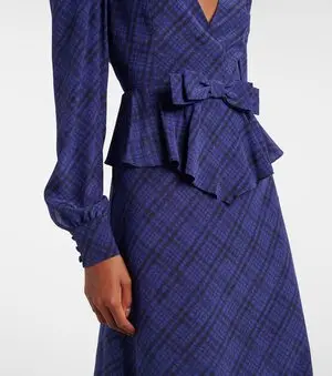Alessandra Rich Tartan Silk Midi Dress