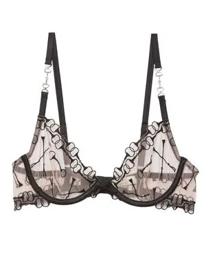 Fleur Du Mal Equestrian-embroidered Demi Bra - Black