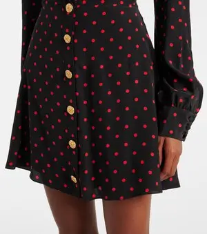 Alessandra Rich Polka-dot Silk Minidress With Lace Trim