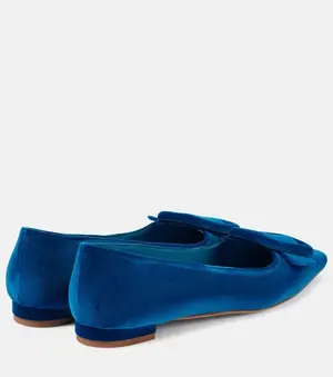 Manolo Blahnik Maysale Velvet Ballet Flats - Blue