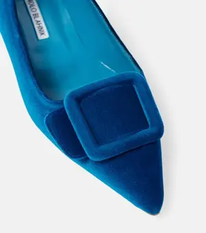 Manolo Blahnik Maysale Velvet Ballet Flats - Blue