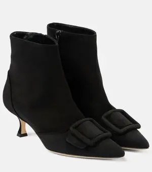 Manolo Blahnik Baylow Suede Ankle Boots - Black