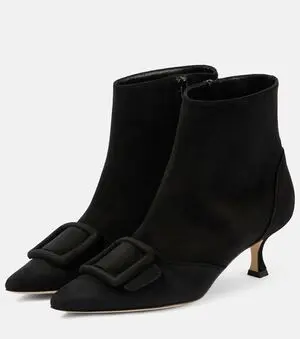 Manolo Blahnik Baylow Suede Ankle Boots - Black