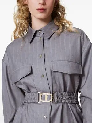 TWINSET Pinstripe-print Belted Shirt