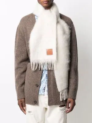 Loewe Anagram Patch Fringed Scarf