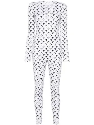 MARINE SERRE Moon-print Jersey Catsuit - White