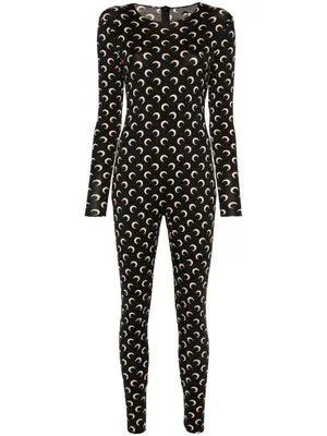 MARINE SERRE Moon-print Jersey Catsuit - Black