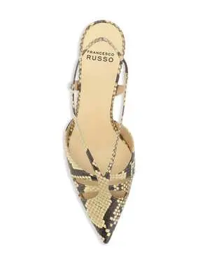 FRANCESCO RUSSO Snakeskin-print Slingback Pumps - Neutrals