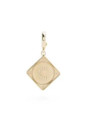 Lauren Rubinski 14k Yellow Mono Bruno Letter Diamond Pendant - Gold