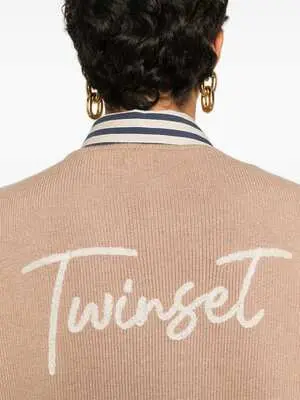 TWINSET Logo-embroidered Poncho - Neutrals