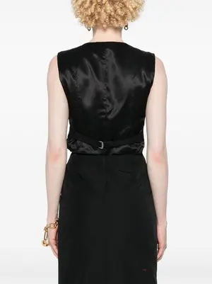Erika Cavallini Single-breasted Cropped Waistcoat - Black