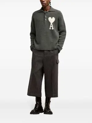 AMI Paris De Coeur Polo Sweater - Grey