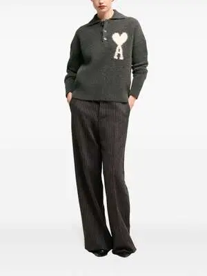 AMI Paris De Coeur Polo Sweater - Grey