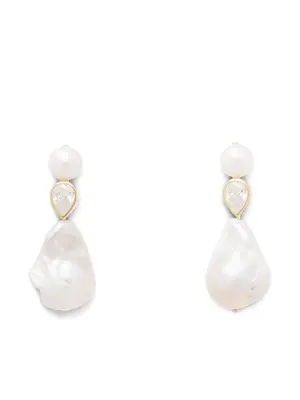 Completedworks Pearl And Zirconia Drop Earrings - White