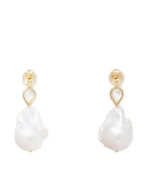 Completedworks Pearl And Zirconia Drop Earrings - White