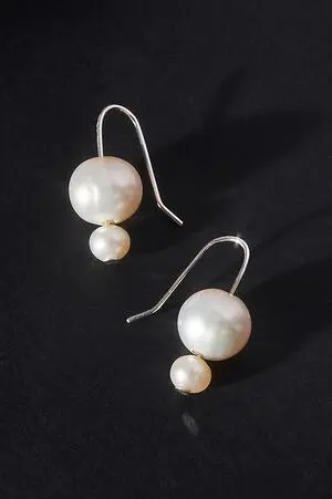 MASLO Double Orb Pearl Earrings Pearl